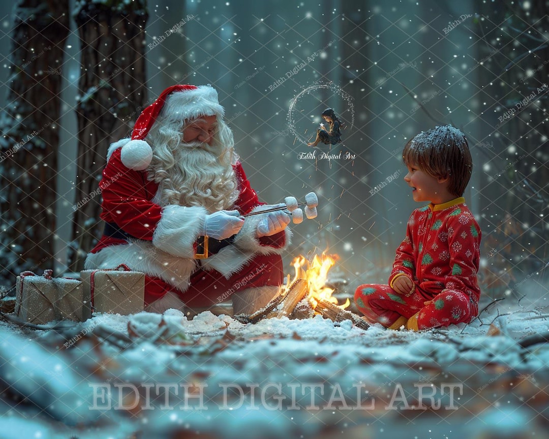 Santa Backdrop Digital Photography Background Christmas, Winter Snowy ...