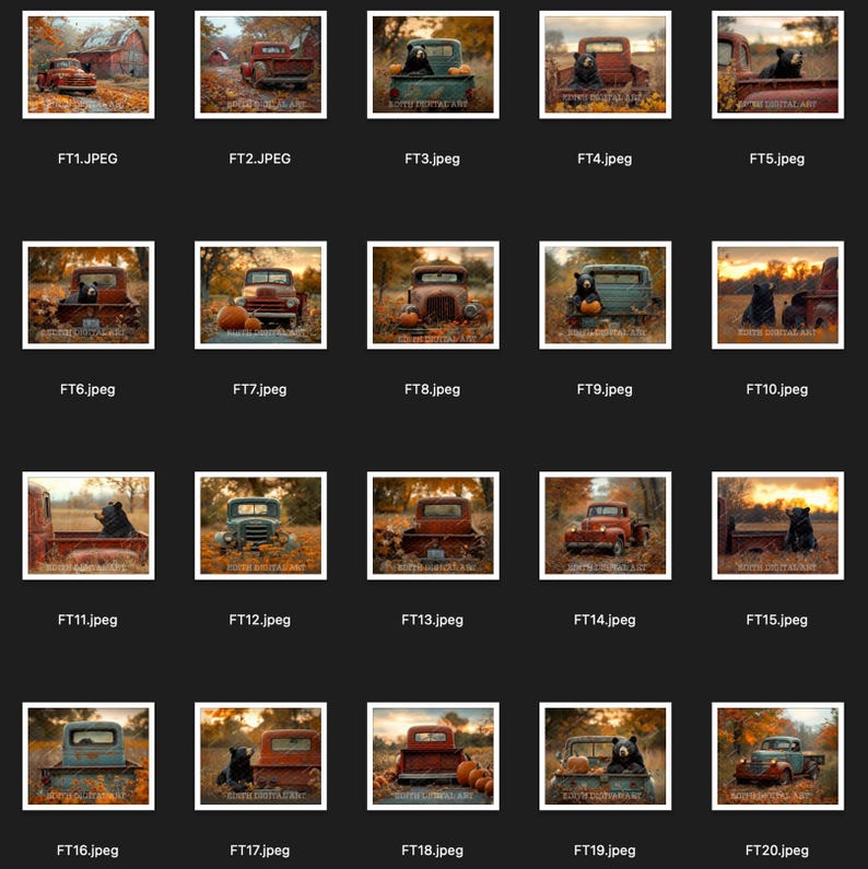 Fall Truck Digital Backdrop Bundle: Autumn Harvest Portrait (digital ...