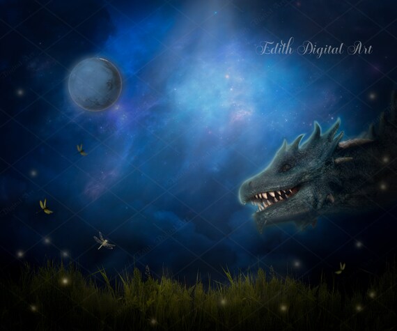 Dragon Digital Backdrop for Kids Enchanted Background for | Etsy