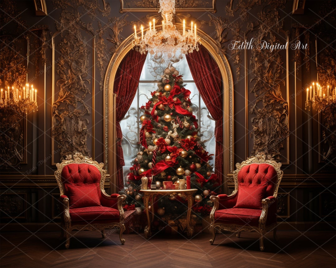 Christmas Backdrop Digital, Christmas Digital Chair Background ...