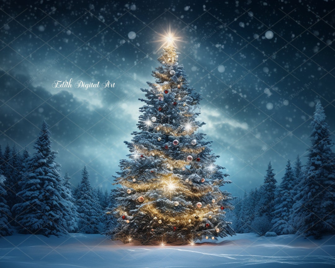 Christmas Tree Photography Backdrop Digital, Xmas Tree Printable ...
