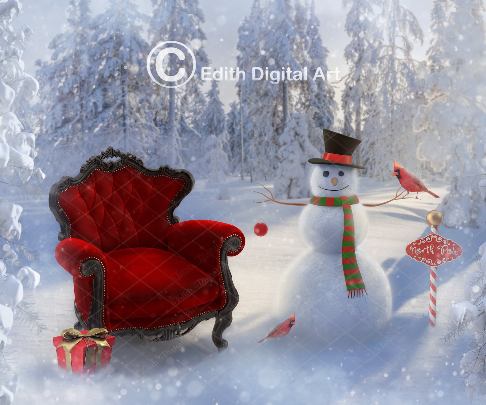 Christmas Digital Backdrop Background Holiday Christmas Chair | Etsy