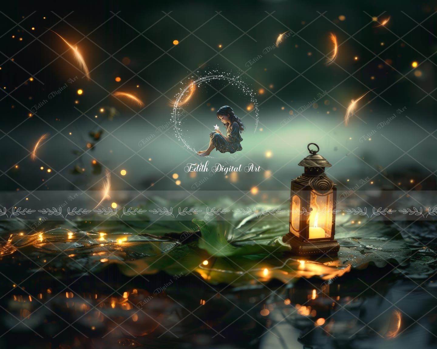 Fairy Digital Backdrop for Fotography Composites, Fairytale Pond ...