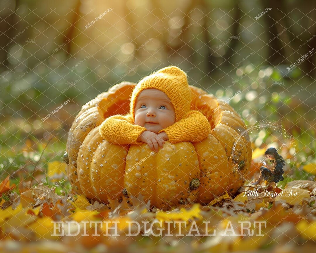 Newborn Pumpkin Digital Backdrop, Toddler Boy & Girl, Pet Autumn ...