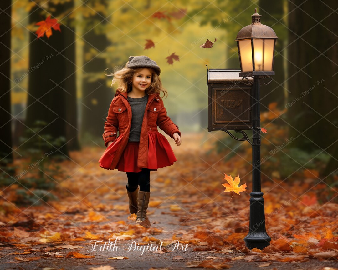 Fall Digital Backdrop Photography, Autumn Background Forest Road, Fall ...