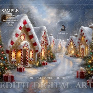 Printable Christmas Village for Wall Decor, Digital Photo Studio ...