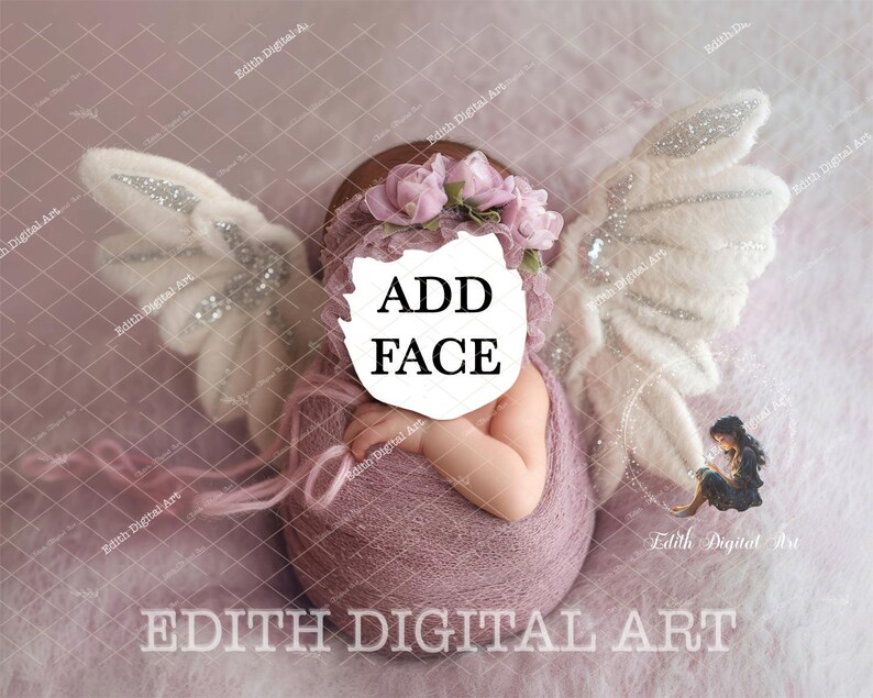 Newborn Digital Backdrop Face Insert, Baby Girl Digital Background ...