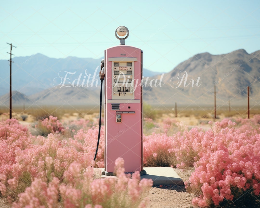 Pink Digital Background Photography, Girl Doll Backdrop, Gas Pump on ...