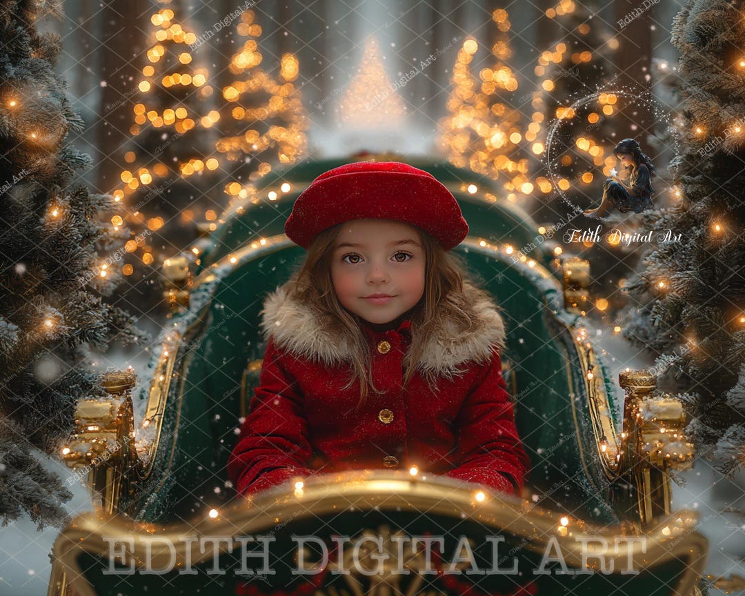 Christmas Sleigh Digital Backdrop, Santa's Sleigh Background, Holiday ...