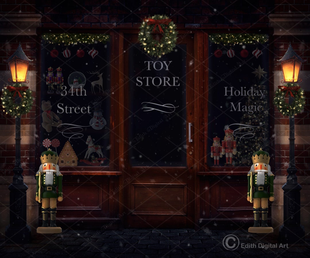 Christmas Toy Shop Digital Backdrop, Christmas Scene Background ...