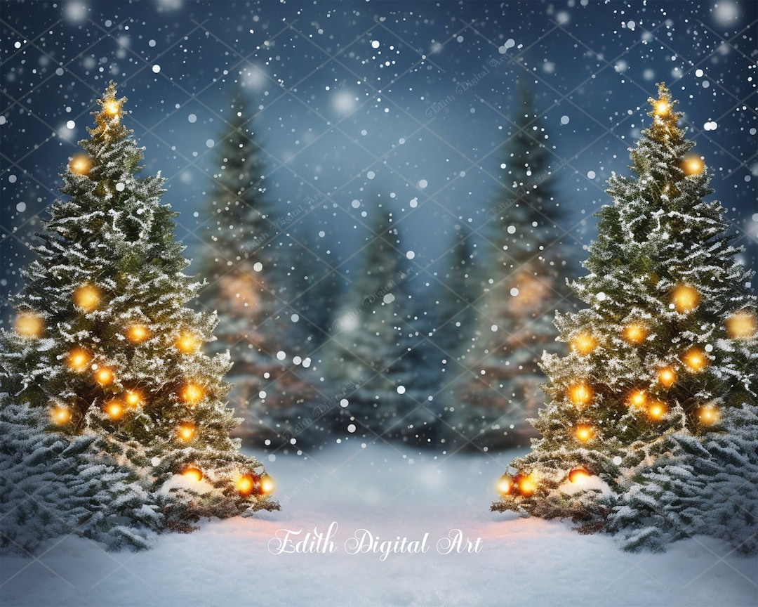 Christmas Digital Backdrop Photography, Christmas Tree Background ...