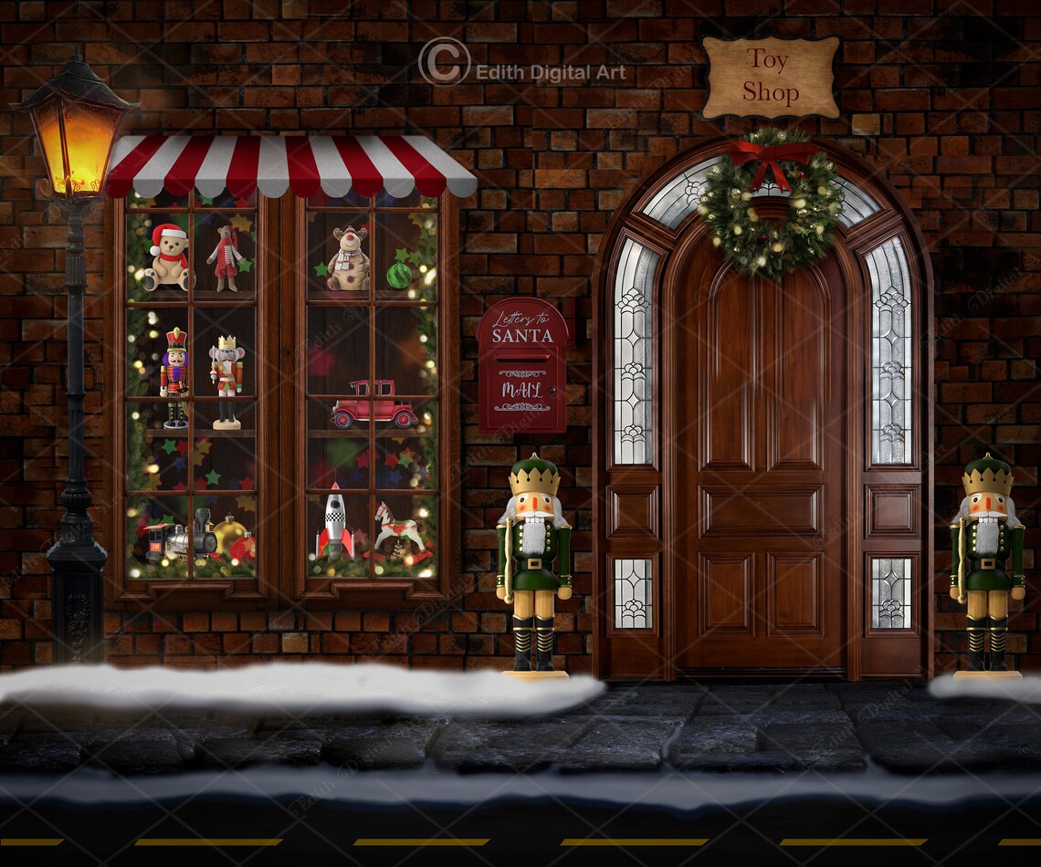 Christmas Toy Shop Digital Backdrop Christmas Scene - Etsy