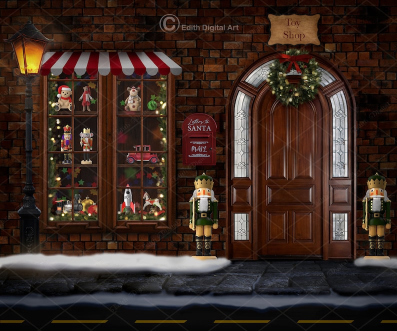 Christmas Toy Shop Digital Backdrop Christmas Scene | Etsy