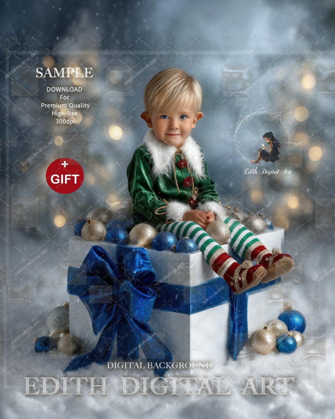 Christmas Digital Backdrop for Photography Composites. Christmas Gift ...