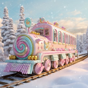 Train Express Christmas Digital Backdrop for Kids, Candy Christmas ...