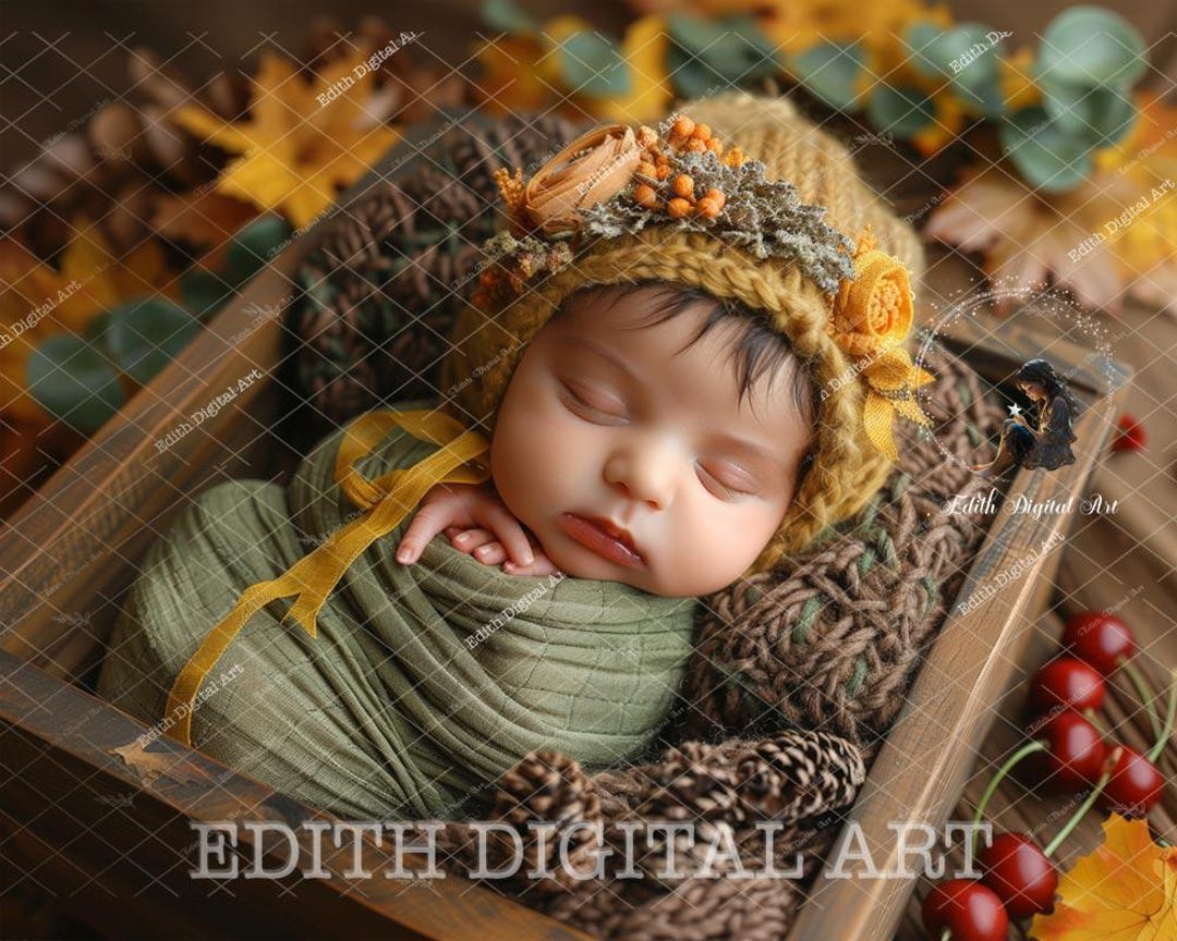Newborn Girl Face Insert, Add Face Baby Photo, Autumn, Fall, Leaves ...