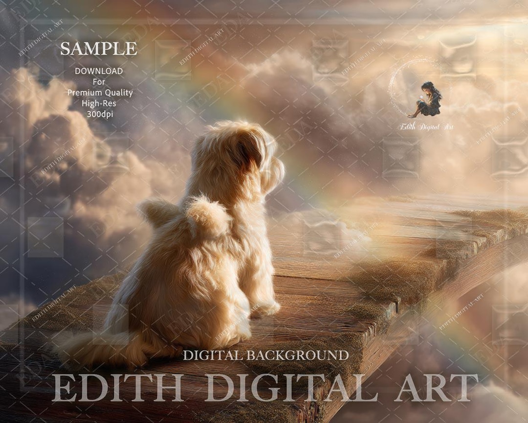 Rainbow Bridge Pet Memorial Digital Backdrop, Pet Loss Sympathy ...