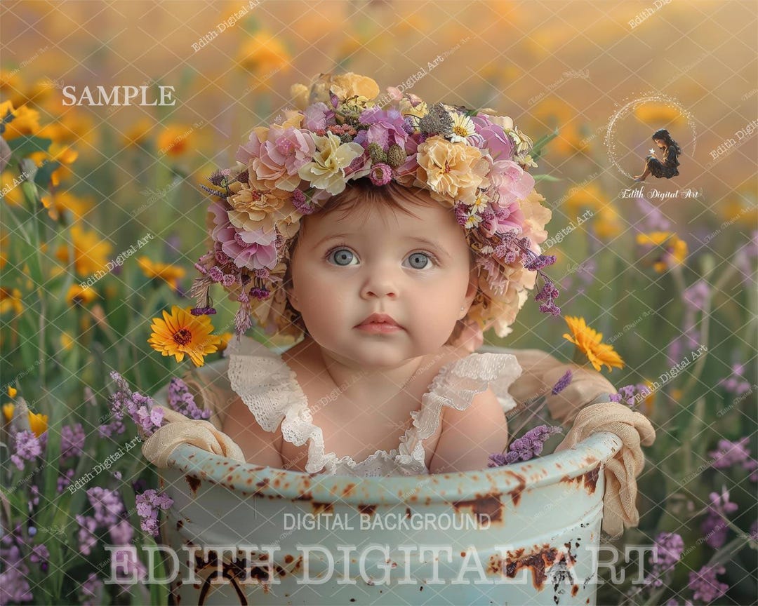 Spring Newborn Digital Backdrop, Baby Girl Photo Composite, Toddler ...