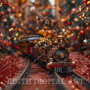 Christmas Train Digital Backdrop Photography, Christmas Tree Background ...