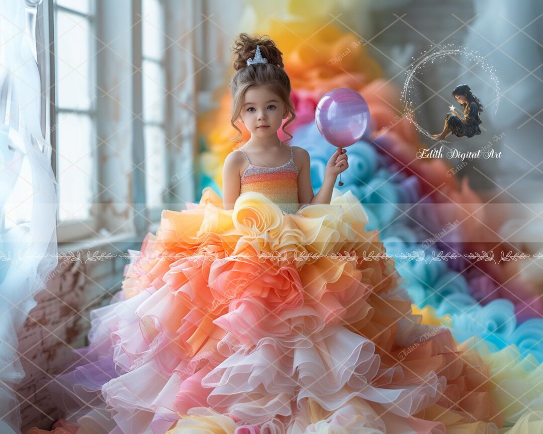 Birthday Girl Digital Backdrop for Photography Composites, Colorful ...