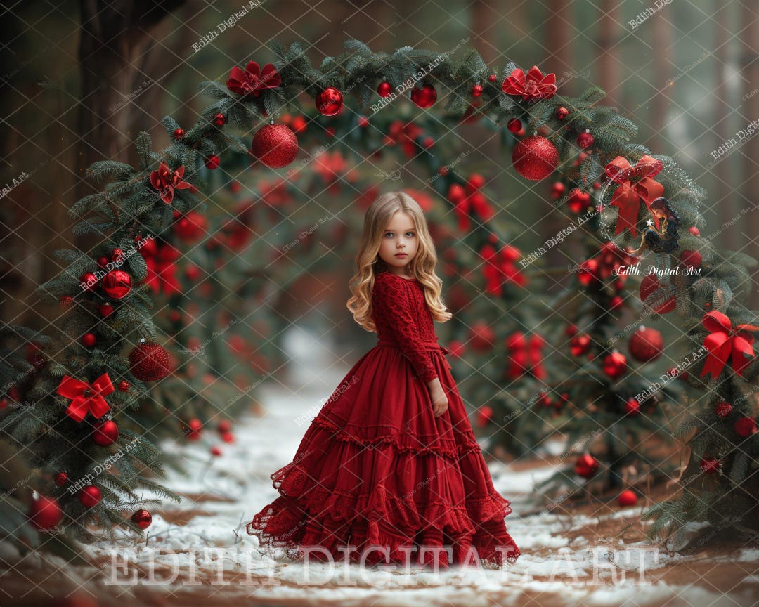 Christmast Arch Digital Backdrop Photography, Snow Woodlands Path ...