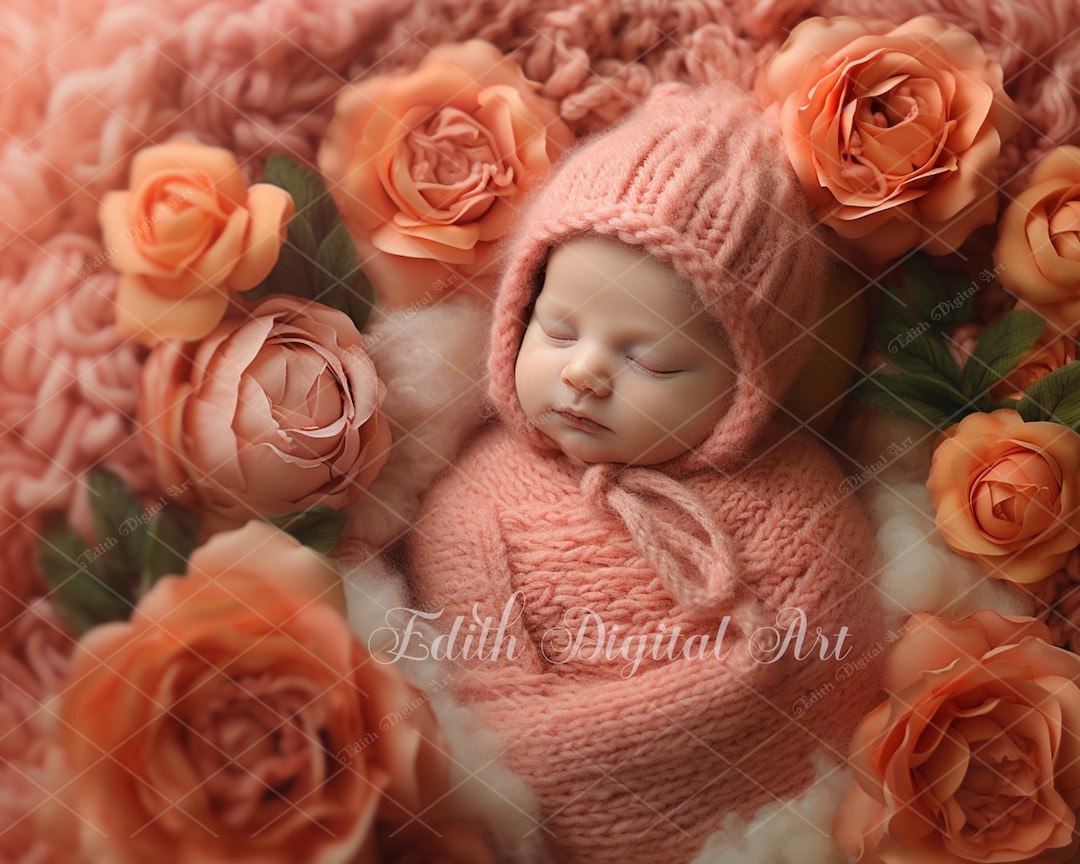 Newborn Digital Backdrop Photography, Face Insert Baby Digital ...