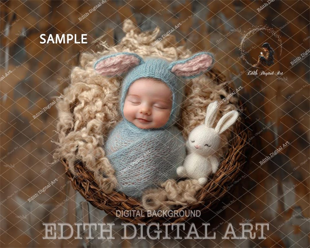 Newborn Digital Backdrop Photography Newborn Face Insert, Blue Easter ...