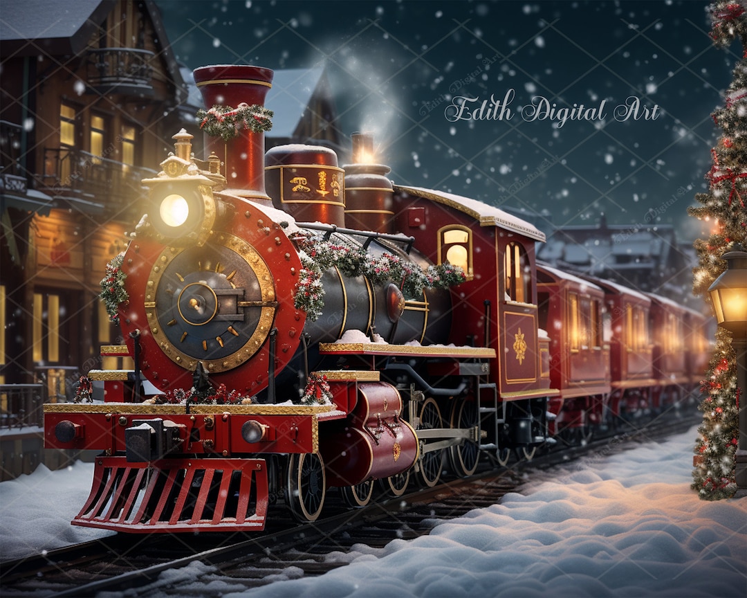 Polar Express Christmas Digital Backdrop for Kids, Christmas Train ...