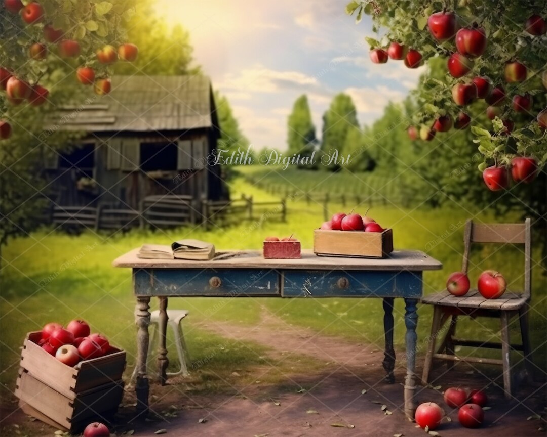 Apple Farm Digital Backdrop, Nature Outdoor School Digital Background ...