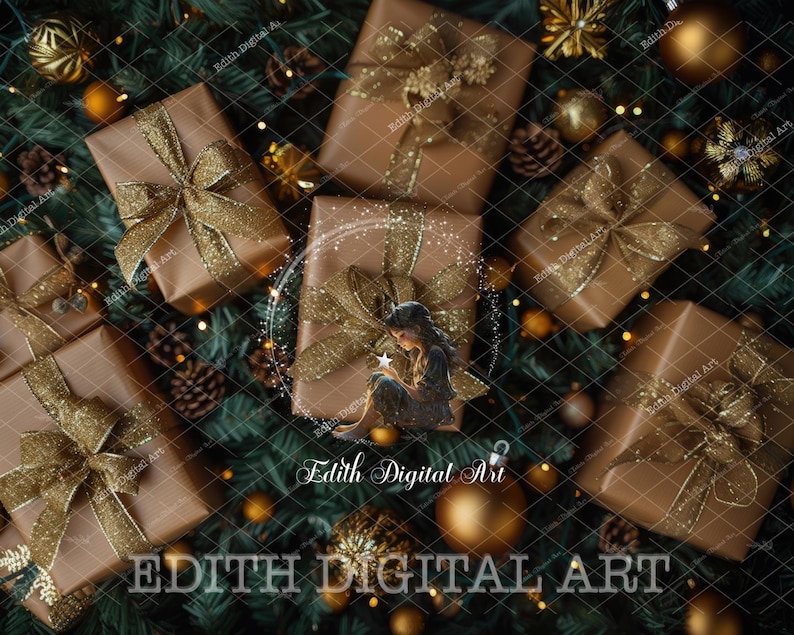 Christmas Gifts Digital Backdrop Photography, Xmas Photoshoot ...