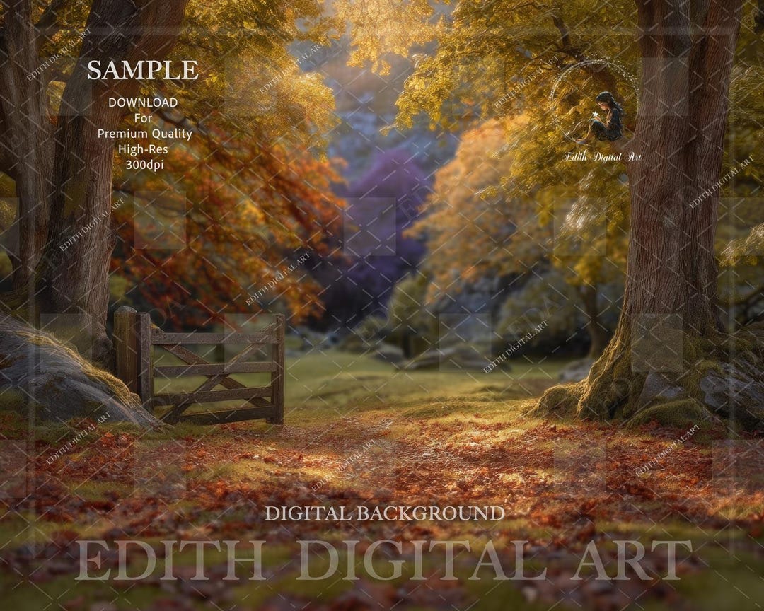 Autumn Forest Digital Background Photography, Fall Woodland Path ...