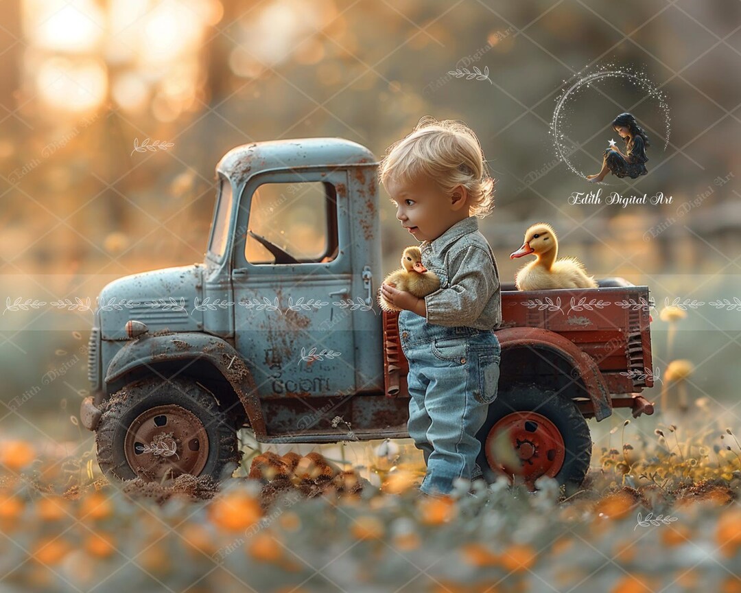 Ducklings Digital Backdrop, Spring Background Digital Photography, Farm ...