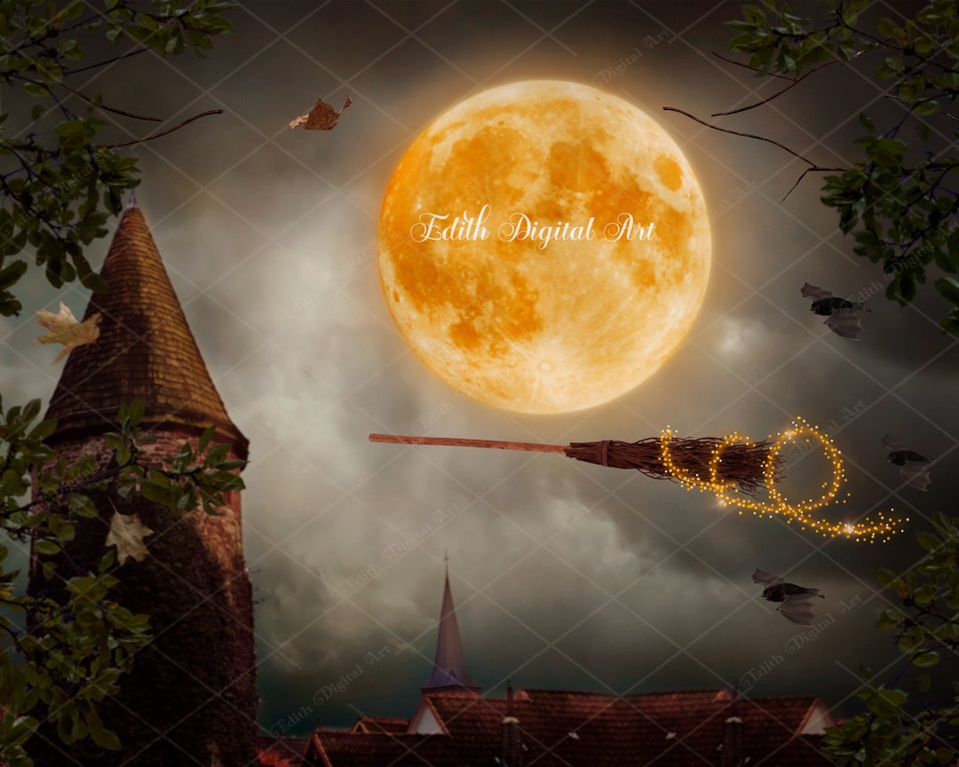 Witch Digital Backdrop Photography, Halloween Digital Background ...