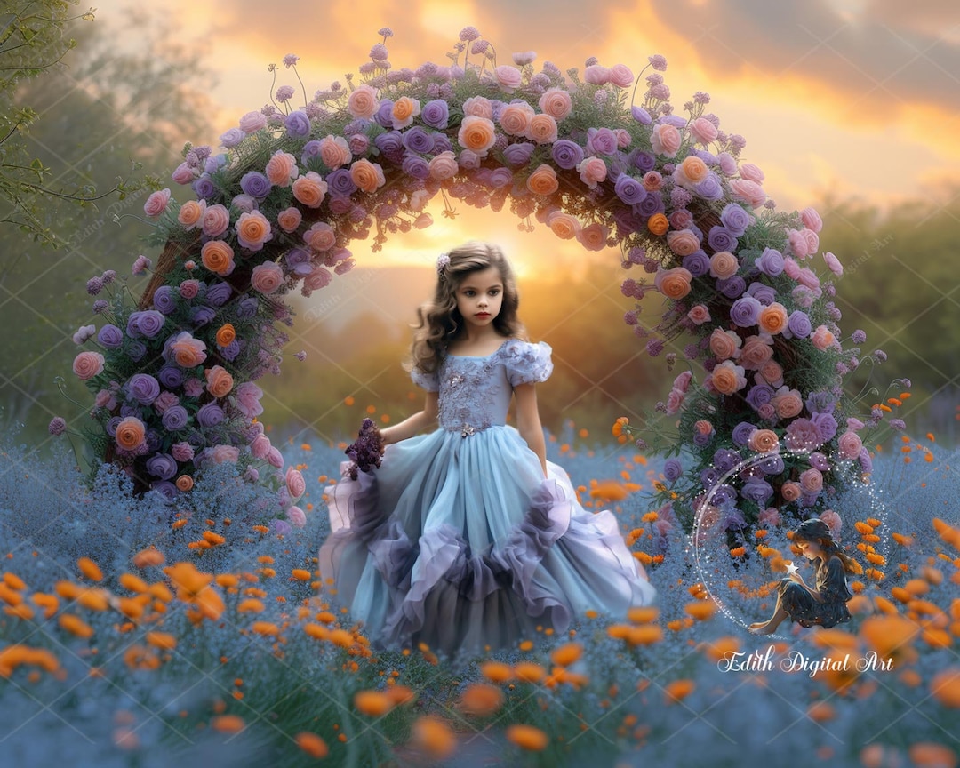 Spring Digital Backdrop, Whimsical Backdrop, Outdoors Floral Arch ...