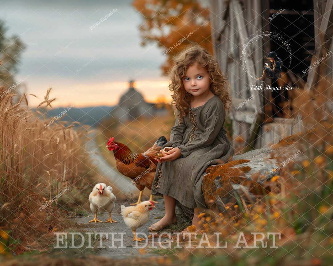 Autumn Farm Digital Backdrop Photography, Han Country Barn Road ...