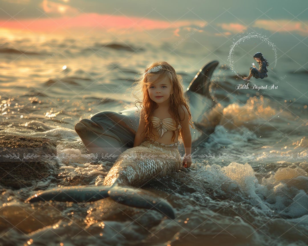 Mermaid Tail Digital Background Photography, Dholpin, Ocean Digital ...
