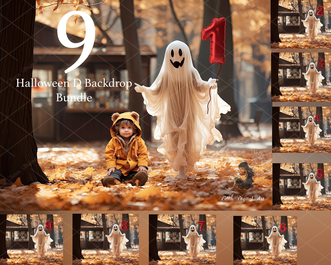 Ghost Backdrop Halloween Birthday Photography, Bundle of 9 Halloween ...