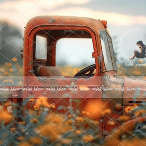 Red Truck Digital Backdrop, Spring Background Digital Photography, Farm ...