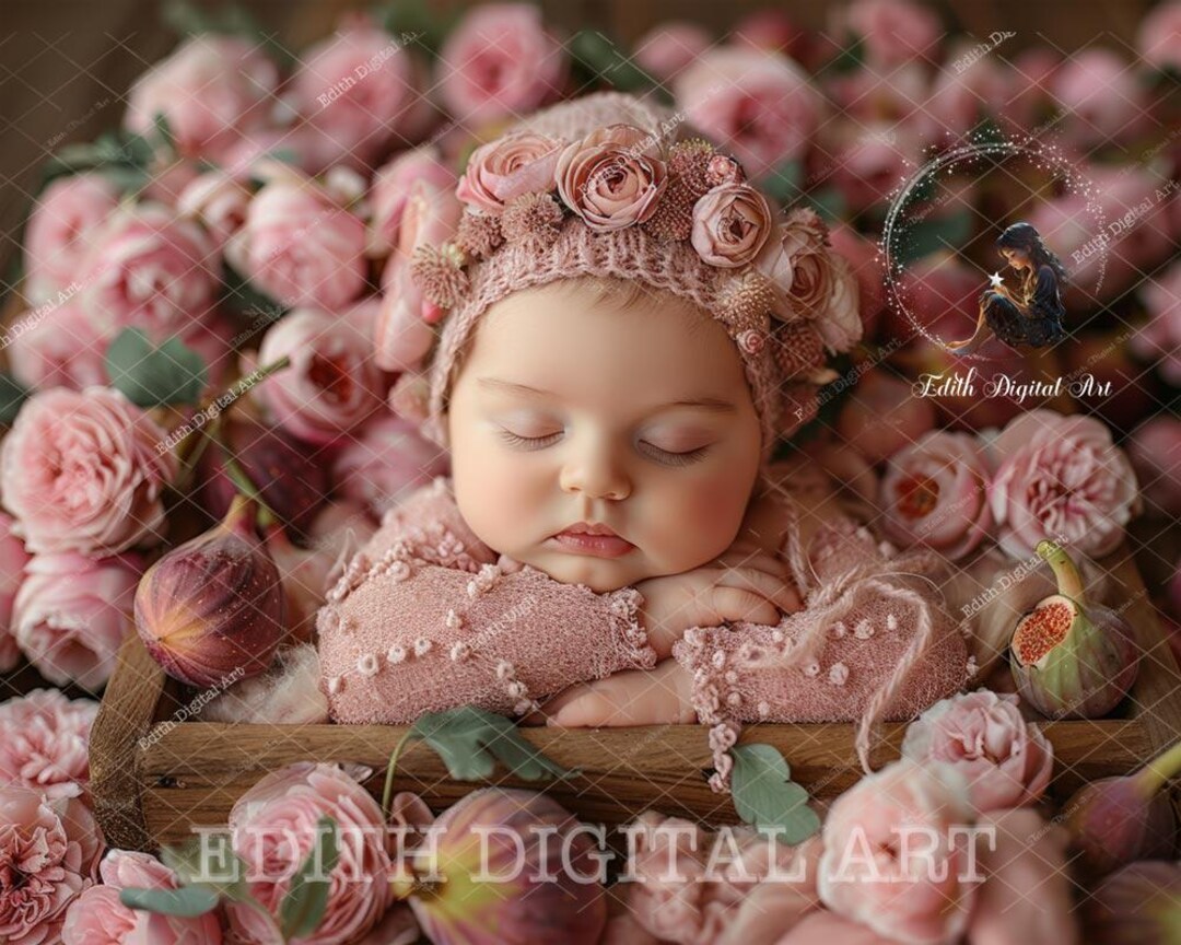 Newborn Digital Backdrop Photography, Baby Photo, Face Insert, Pink ...