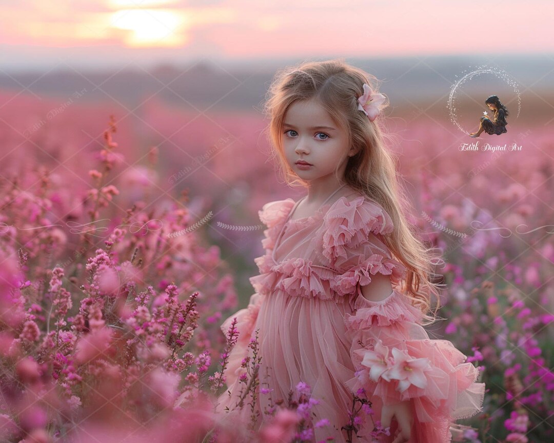 Wildflowers Field Digital Background for Photography Composite, Pink ...