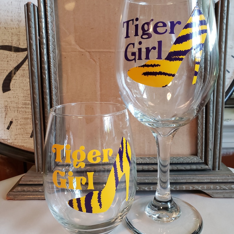 Tiger Girl Wine Glass (LSU) - Etsy