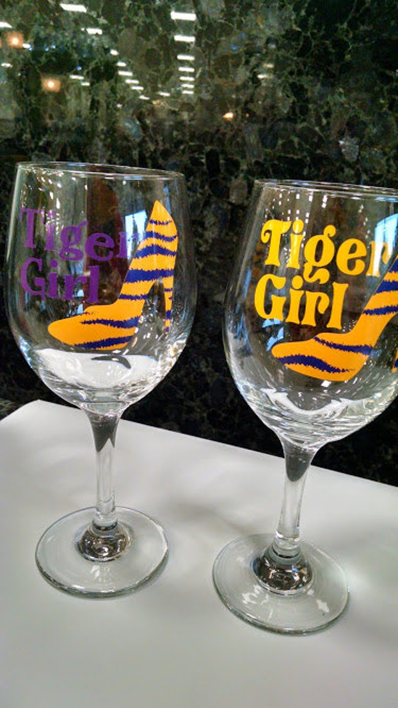 Tiger Girl Wine Glass (LSU) - Etsy