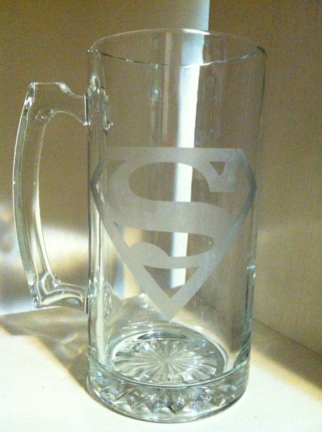 Glass Etched 16 Oz Beer Glass (superman) - Etsy