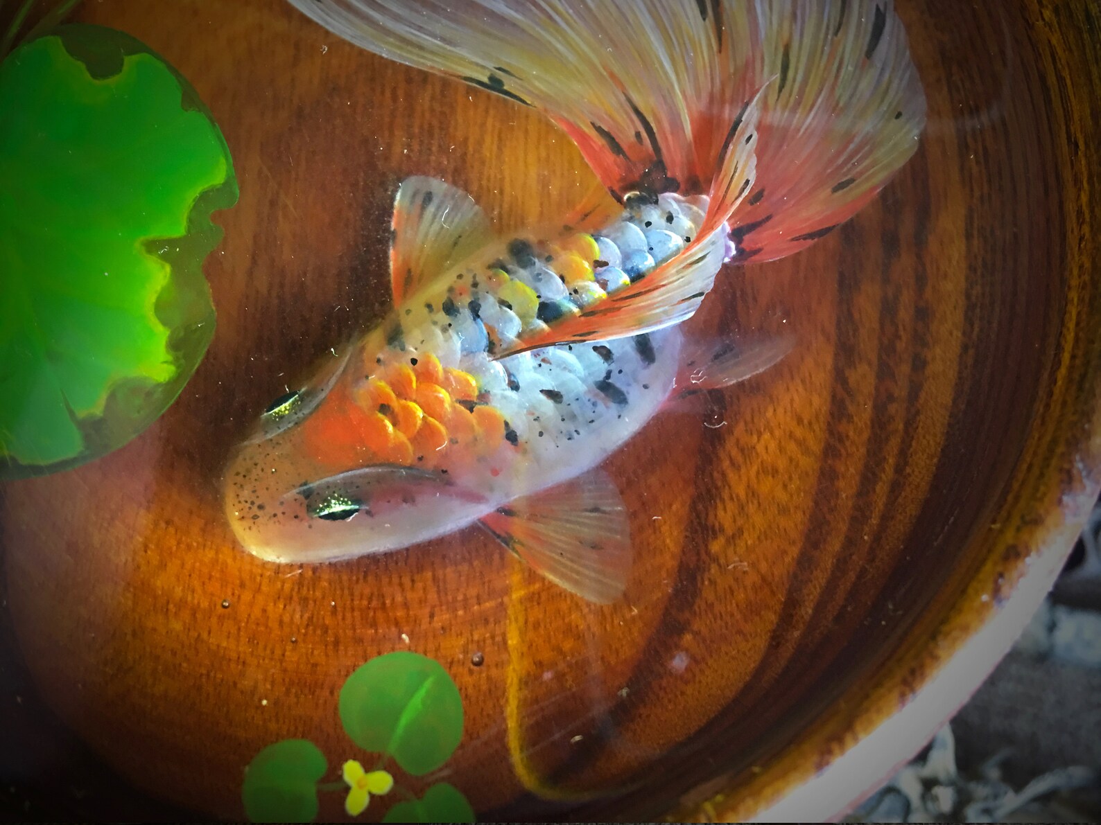 Calico Fantail Goldfish Resin Painting, Handmade 3D Table Decor - Etsy