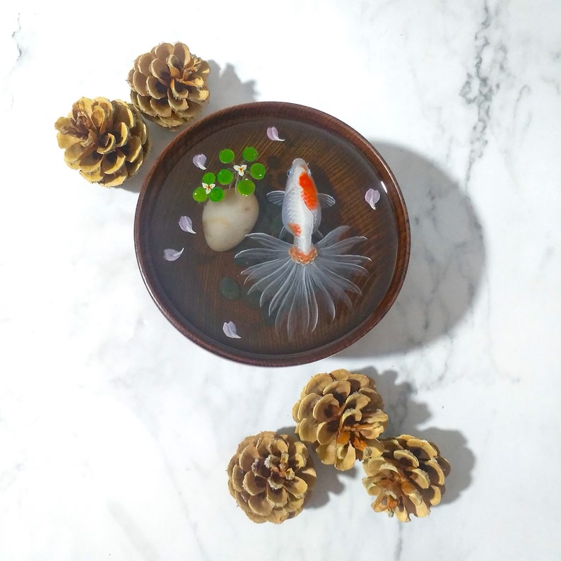 3D Fish Resin Painting in A Wooden Bowl Art for Table Decor - Etsy