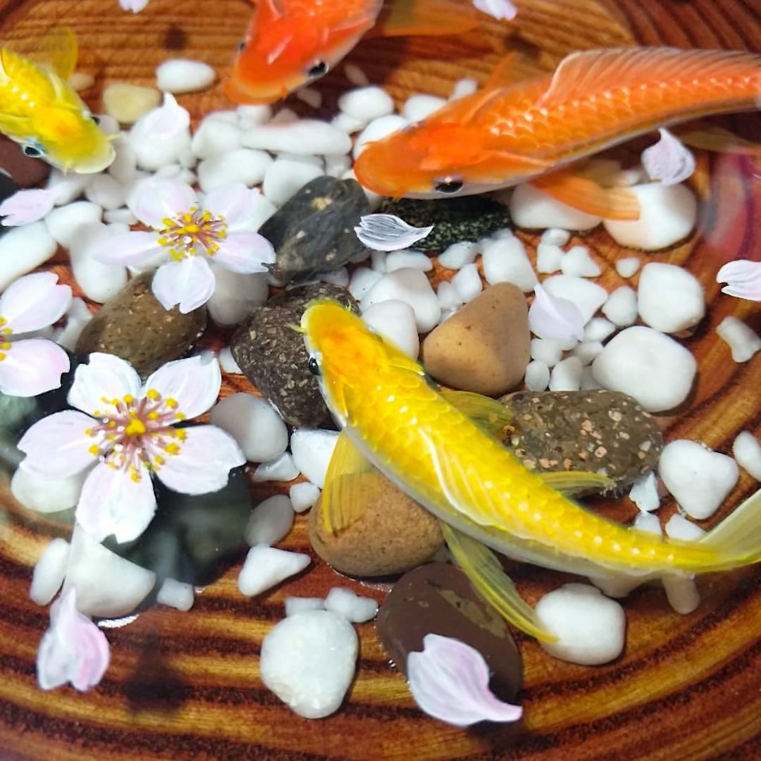 4 Koi Fish Resin Painting With Cherry Blossoms, Resin Art, 15 Year ...