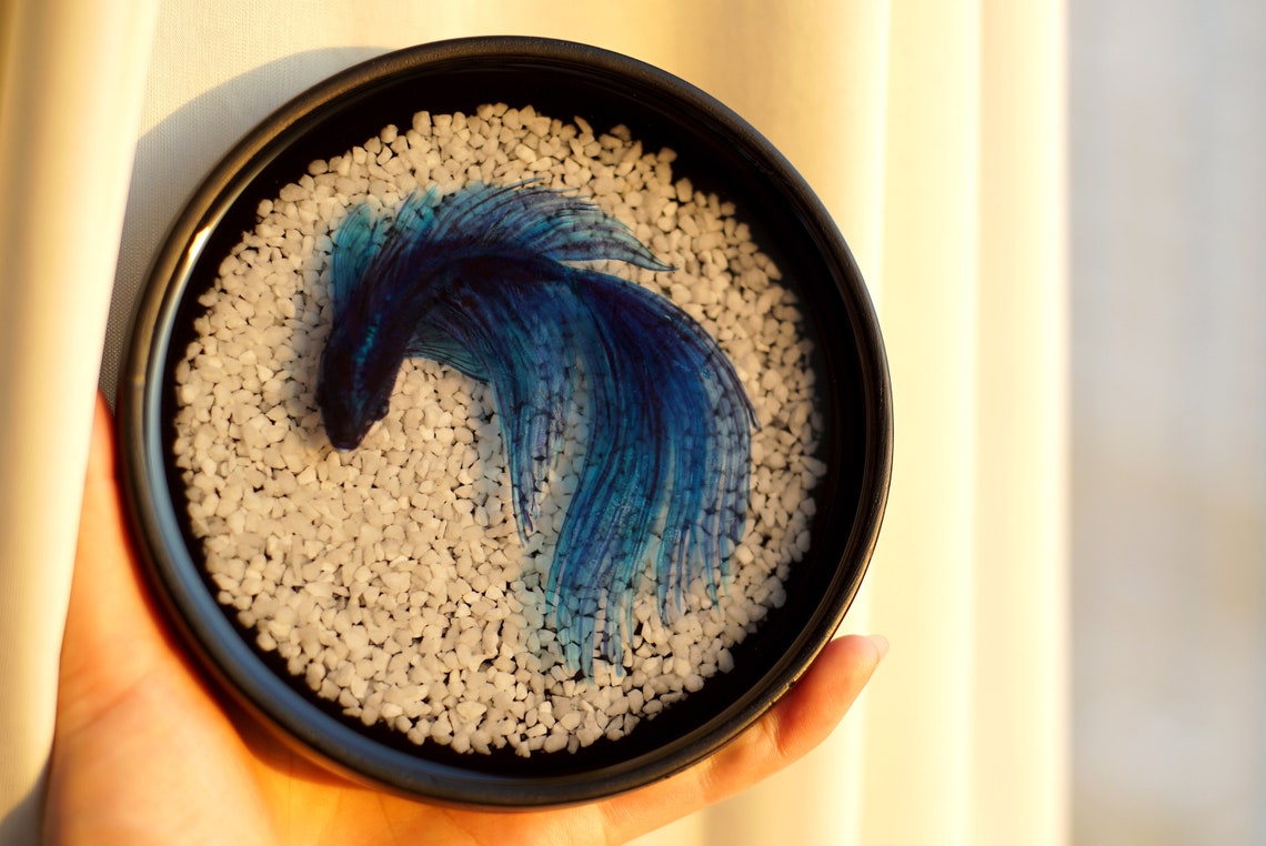 3D Resin Betta Fish Painting – Handmade Aquarium Decor - Etsy