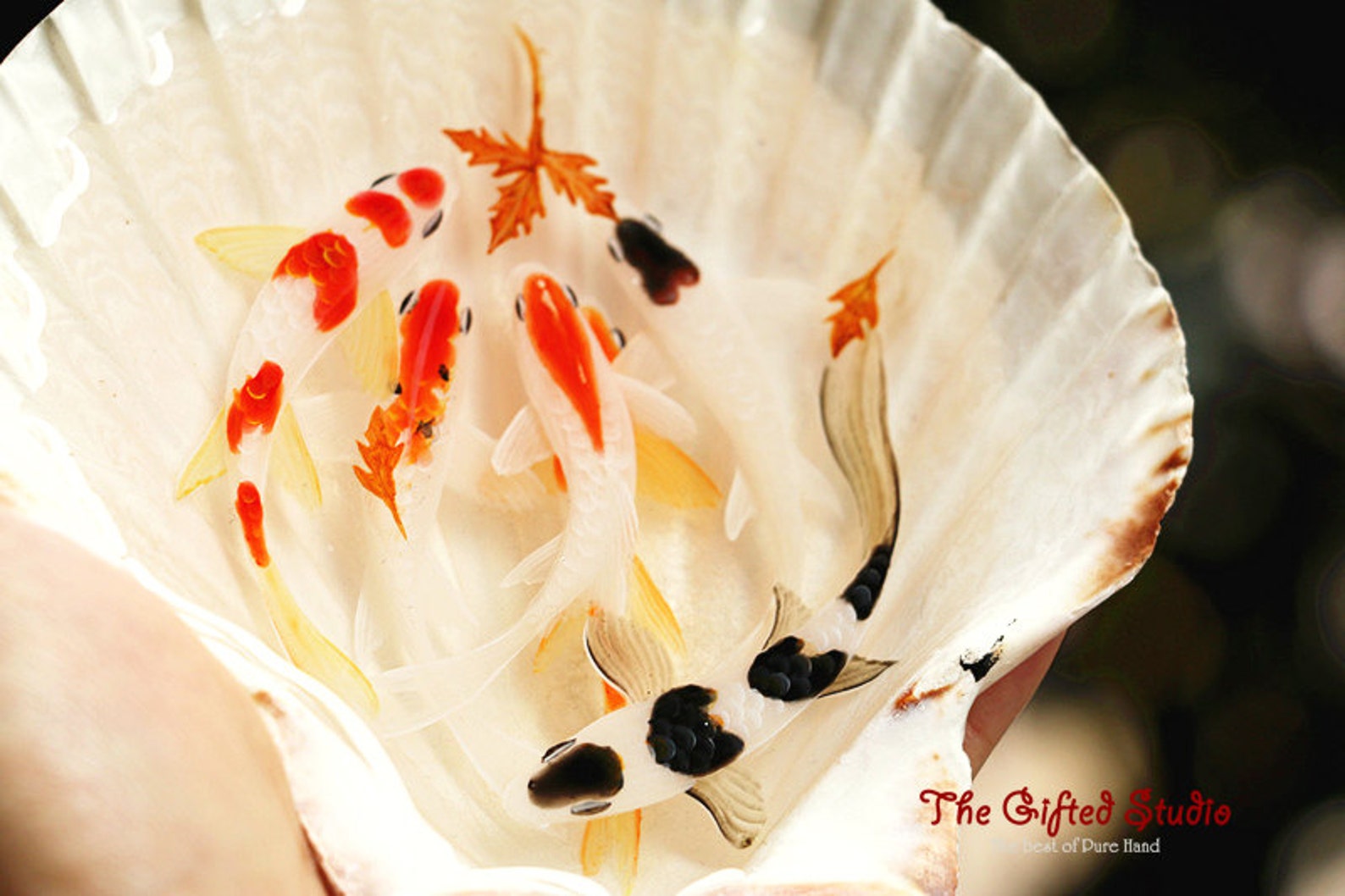 Koi Fish With Maple Leaf Resin Painting 3D Resin Art Table - Etsy