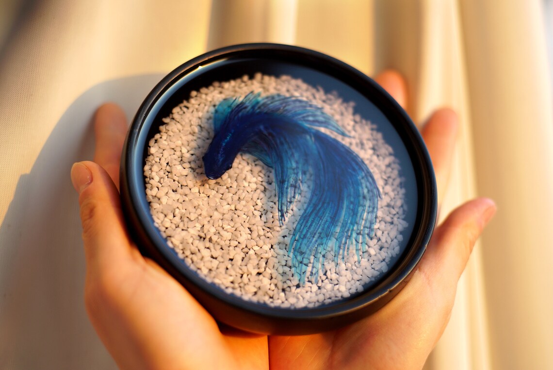 3D Resin Betta Fish Painting – Handmade Aquarium Decor - Etsy
