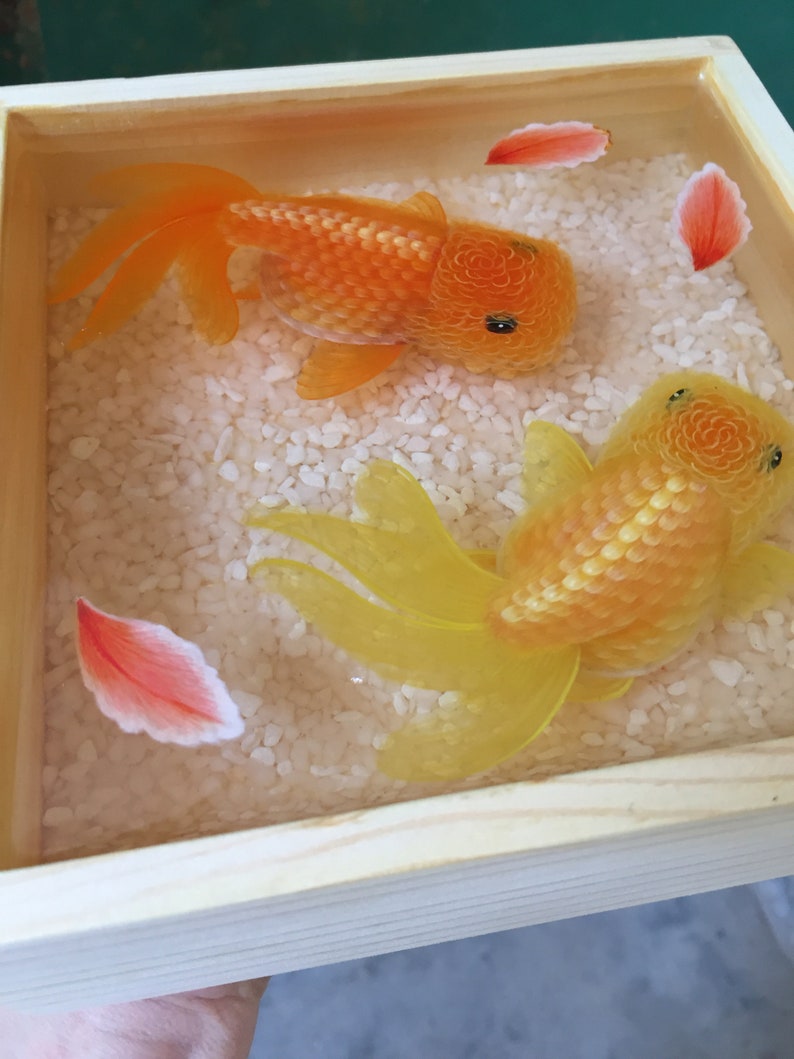 Ranchu Goldfish Resin Art Table Decor Fish Resin Painting - Etsy Hong Kong